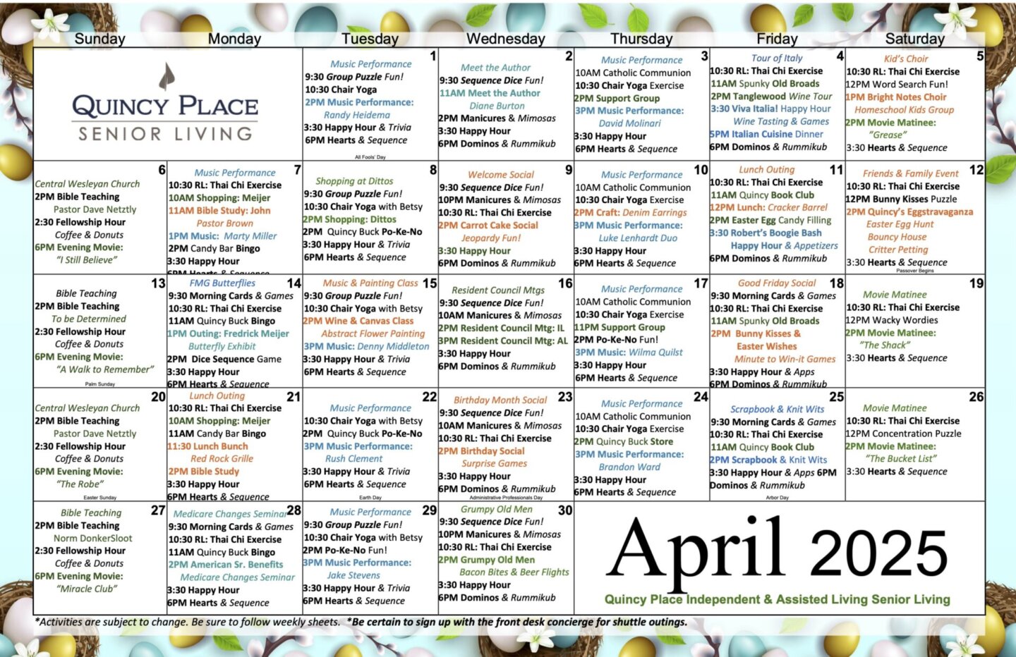 May 2024 Activity Calendar - Quincy Place Senior Living