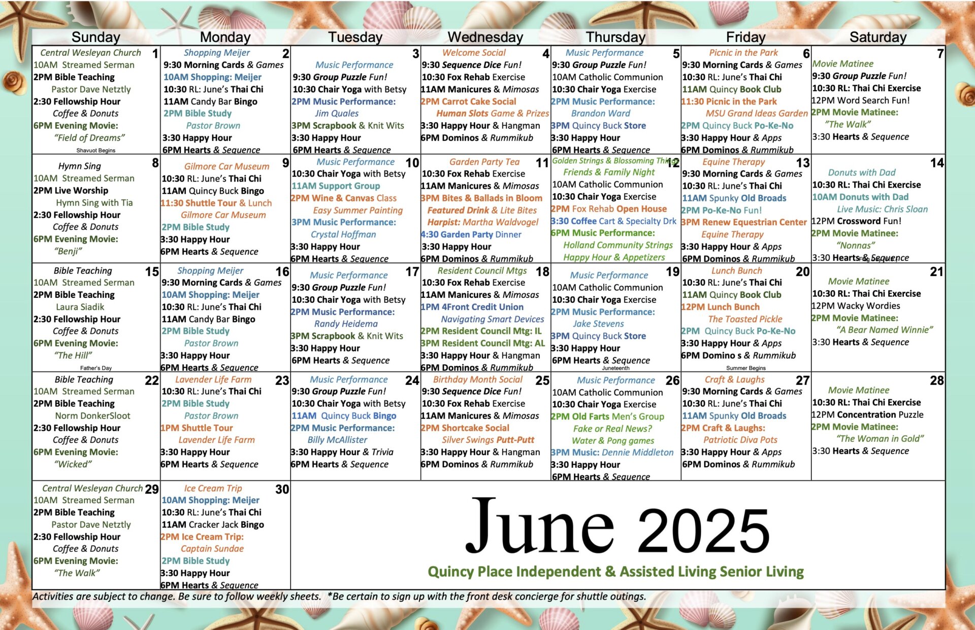 June 2025 Activity Calendar - Quincy Place Senior Living